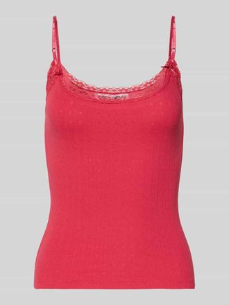 Review Slim Fit Top mit Spitzenbesatz Modell Ajour