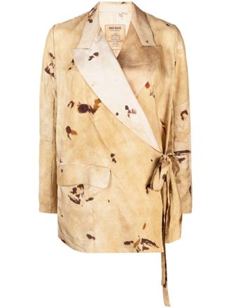 Uma Wang blazer &agrave; imprim&eacute; graphique - Marron