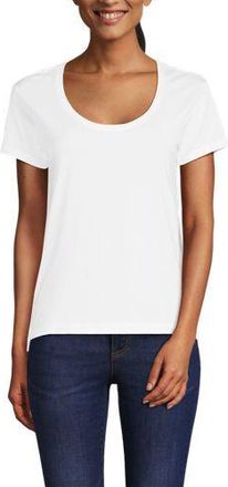 Lands End Supima Shirt mit Ballettausschnitt und kurzen Ärmeln, Damen, Größe:40-42 regular, Weiß, Baumwolle, by Lands End