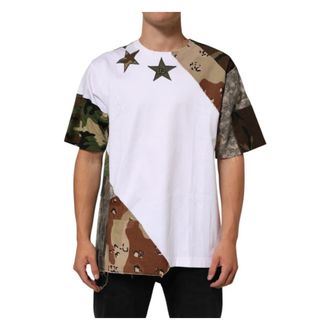 Dolce & Gabbana Wei&szlig;es Camouflage Patchwork Herren Baumwoll T-shirt - - Tops - Herren - Mehrfarbig - S