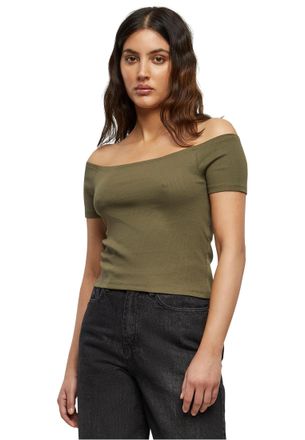 Urban Classics Damen T-Shirt Ladies Off Shoulder Rib Tee TB1500, Gr. X-Large, Gr&uuml;n (Olive 176)