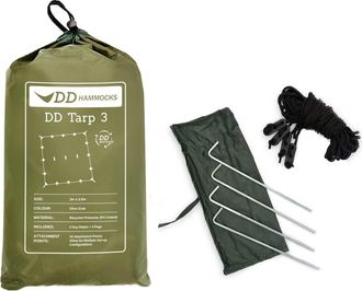 DD Hammocks DD Tarp 3 x 2,9 Meter olivegr&uuml;n Recycled - Zelt-Plane-Dach-Regenschutz aus recycelten Plastikflaschen