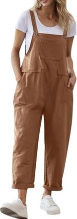 Generic Salopette &agrave; bretelles pour femme - Grande salopette pour femme - Coupe ample - Short d&eacute;t&eacute; long - Jambe large - Combinaison d&eacute;t&eacute; &agrave; jambe droite - Combi