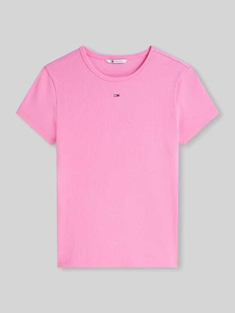 Tommy Jeans Slim Fit T-Shirt aus Baumwoll-Mix in Rippstrick