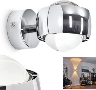 HOFSTEIN Wandlampe Sapri halbrunde - verchromter Raumfluter aus Metall mit Glas-Linsen - indirektes Licht in Form von zwei Lichtkegeln - ohne Leuchtmittel