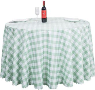 ACVIP Tischdecke Runde Tischtücher Retro Kariert Tischdecken Lotuseffekt Tafeltuch Geeignet für Home Küche Dekoration(Hell grün, 160cm)