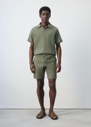 Mango Polo textur&eacute; regular-fit vert for&ecirc;t - Homme - XXL - MANGO MAN