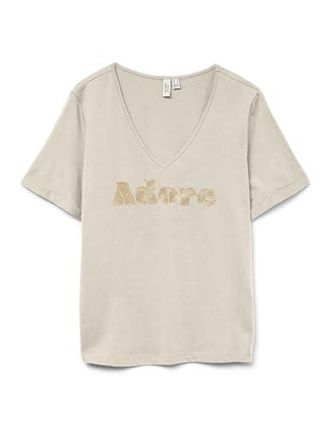 Vero Moda Vmfadora S/S T-Shirt &agrave; col en V JRS Btq GA, Bouleau, L