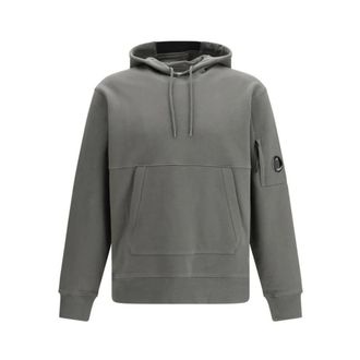 C.P. Company C.p. Company, Homme, Sweatshirts et sweats &agrave; capuche, Gris, Taille: L Sweat &agrave; Capuche en M&eacute;lange de Coton avec D&eacute;tail de Lentille Signature