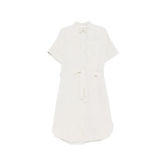 PANICALE Panicale, Femme, Robes, Beige, Taille: 40 FR Midi Linen Canvas Shirt Dress