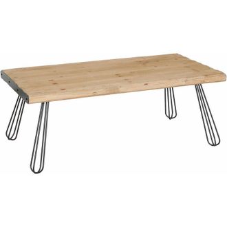 Hhg Couchtisch HHG 566, Tisch Wohnzimmertisch, Industrial Massiv-Holz MVG-zertifiziert 120x60cm, natur