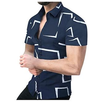Generic T-shirt &agrave; manches courtes pour homme - Chemises de loisirs avec bouton Down - Chemise d&eacute;t&eacute; avec col rabattu - Chemise de plage - Cardigan - L&eacute;ger - Re