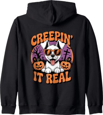 Shinkai Retro Halloween Hund Creepin It Real Kapuzenjacke