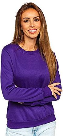 BOLF Femme Sweat-Shirt Sweat Manches Longues Temps Libre Sport Fitness Outdoor Basic Casual Style W01 Violet L [A1A]