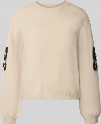 Christian Berg Strickpullover aus Wolle mit Stitchings und Perlen