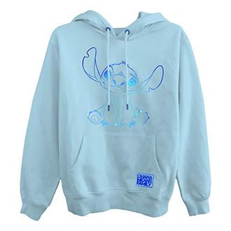 Disney Lilo and Stitch Sweat-Shirt &agrave; Capuche Classique Lilo et Stitch pour Femme avec Feuille daluminium Bleu Clair, Feuille Bleu Clair, XL