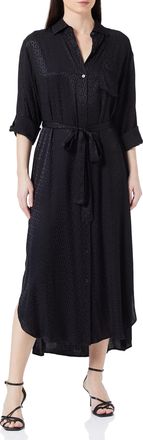 HUGO BOSS Damen Kamay Relaxed-Fit Hemdblusenkleid aus Jacquard mit Allover-Monogrammen Schwarz 36