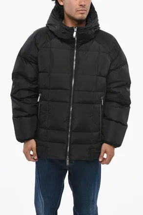 Dsquared2 Long Quilted Nylon Puffer with Hood Dsquared2