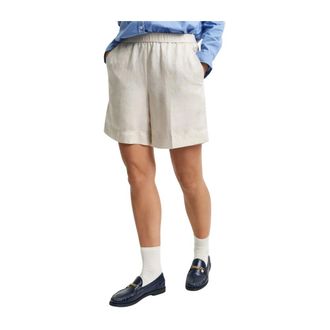 GANT Femme, Shorts, Blanc, Taille: 36 FR Short Relax Coupe D&eacute;contract&eacute;e en Lin M&eacute;lang&eacute; Facile &agrave; Enfiler