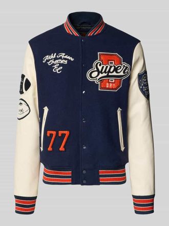 Superdry College-Jacke mit Patches und Eingrifftaschen