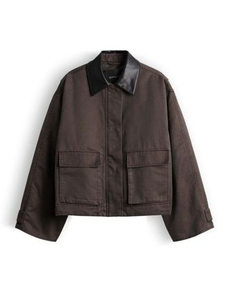 OPUS Outdoorjacke Barn Jacket aus gewachstem Baumwollmix Regular Fit Riegel an der Manschette