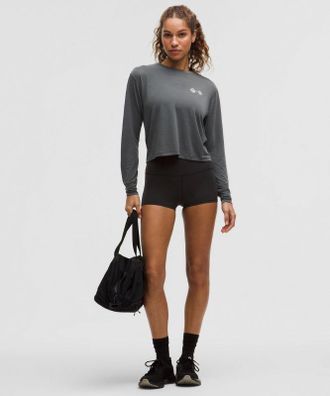 lululemon Wunder Train Shorts mit hohem Bund f&uuml;r Frauen - 5 cm - Gr&ouml;&szlig;e 10 in Schwarz