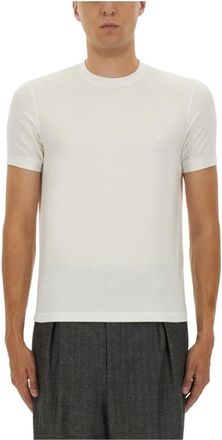 Giorgio Armani Homme, Tops, Blanc, Taille: M T-shirt ras du cou ajust&eacute; en viscose stretch