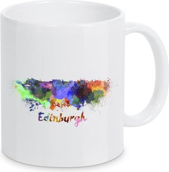 artboxONE Tasse Edinburgh Skyline in Watercolor von Paul Rommer - Kaffeetasse Städte