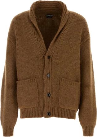 Tom Ford Homme, Pulls, Brun, Taille: XL Cardigan en cachemire &agrave; col ch&acirc;le