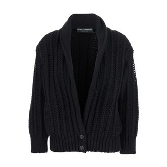 Dolce & Gabbana Schwarzer Cardigan mit Weitem Ausschnitt Frau - - Knitwear - Damen - Schwarzk - XS