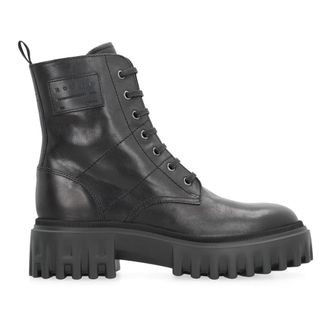 Hogan Runde Zehen Leder Stiefeletten - - Shoes - Damen - Schwarzk - 36 EU