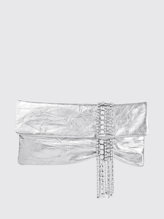 Jimmy Choo London Pochette Zandra en cuir lamin&eacute; avec franges bijou et strass