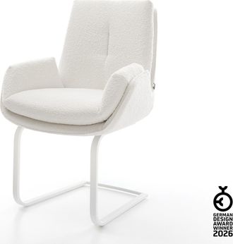 DELIFE Freischwinger Clea-Flex Boucl&eacute; Creme-Wei&szlig; Freischwinger flach Wei&szlig;, Esszimmerst&uuml;hle