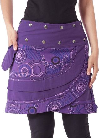 Purewonder Damen Wickelrock Baumwolle Rock mit Tasche sk181 Lila Einheitsgr&ouml;&szlig;e Verstellbar