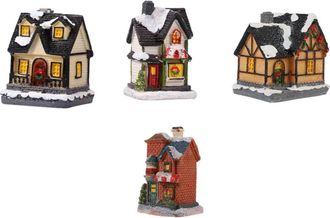 Pretyzoom 4 Stück Weihnachtsglühendes Christmas Decorations Table weihnachtsdeko Schreibtisch Weihnachtshauslichter lebkuchenhaus Heimdekoration Leuchtender Wei