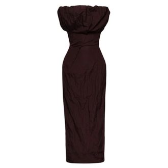 Magda Butrym Robe ajust&eacute;e &agrave; encolure sculpturale - Femme - Robes - Brun - Taille: 38 FR