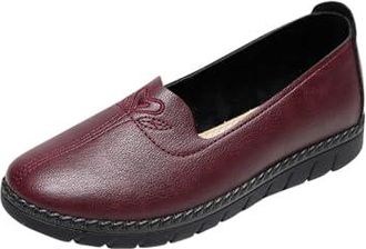 Generic Chaussures plates d&eacute;contract&eacute;es &agrave; enfiler pour femme - Large largeur - Bout rond - Couleur unie - Classiques, l&eacute;g&egrave;res et confortables - Pour le travai