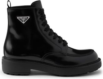 Prada Stiefel aus gebürstetem Leder - Schwarz