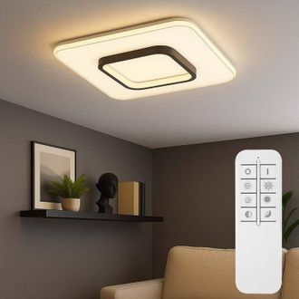 Globo Lighting Plafonnier &agrave; intensit&eacute; variable avec t&eacute;l&eacute;commande Plafonnier LED lumi&egrave;re du jour lampe de salon, 50W 2500lm blanc chaud-blanc froid, L 45,8 cm