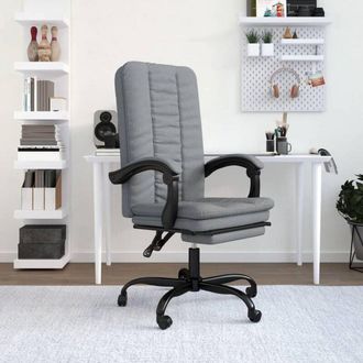 vidaXL Fauteuil inclinable de bureau Gris clair Tissu vidaXL