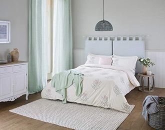 Sanderson Protea Flower Bettbezug, Meerrosa, 100% Baumwollperkal, Fadenzahl 220, Rose, Doppelbett