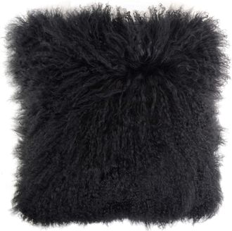 SNUGRUGS Kissen und Kissen aus mongolischem Schafswolle, 60 x 60 cm, Schwarz