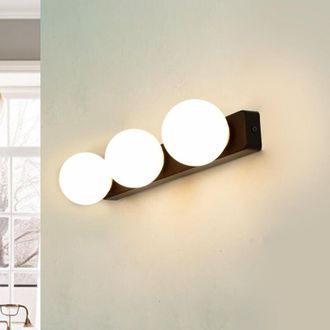 Licht-Erlebnisse Licht-erlebnisse - Wandlampe Badezimmer Kugelschirm 3x G9 Schwarz Weiß b: 40 cm Wandleuchte Spiegelleuchte