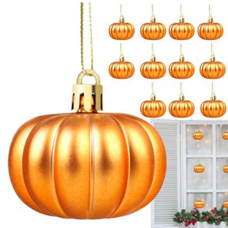 Generic Baumschmuck - 12 St&uuml;ck matt h&auml;ngende Ornamente K&uuml;rbis Ornamente, rustikale Herbstkugeln | Indoor-K&uuml;rbis-Ornamente mit Kordeln, Akzente f&uuml;r Partydekora