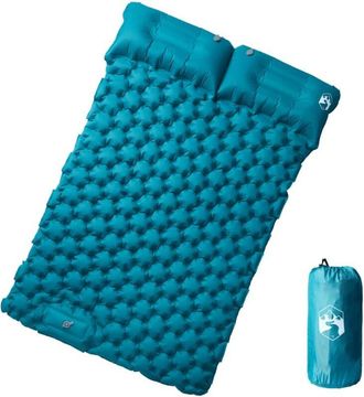 vidaXL Doppel-Isomatte mit Kissen Selbstaufblasend Blau Vidaxl