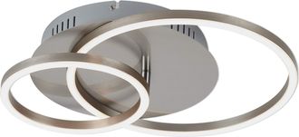 Briloner Leuchten - LED Deckenleuchte, Deckenlampe dimmbar, inkl. Memoryfunktion, 1 LED-Modul drehbar, 30 Watt, 2.400 Lumen, 3.000 Kelvin, Matt-Nickel, 390x300