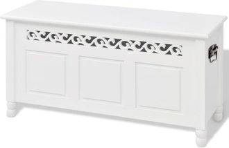 vidaXL Aufbewahrungsbank Barockstil mdf Wei&szlig; Vidaxl