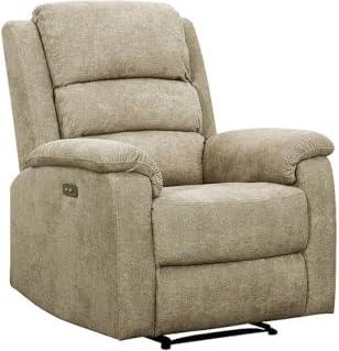 Vente-Unique Fauteuil Relax &eacute;lectrique en Tissu Taupe NEVERS