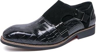 Generic Mocassins &agrave; enfiler en cuir avec double sangle moine pour homme, Noir, 40 2/3 EU