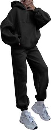 Generic Ensemble dentraînement décontracté 2 pièces pour femme - Sweat à capuche dautomne et pantalon de survêtement confortable - Couleur unie - Avec capuche